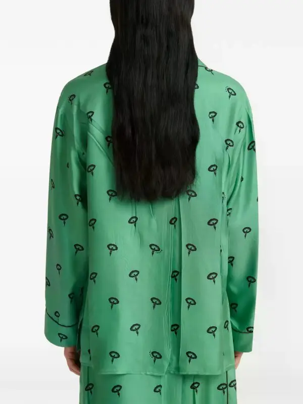Marni Silk Twill Floral Print Pajama Shirt