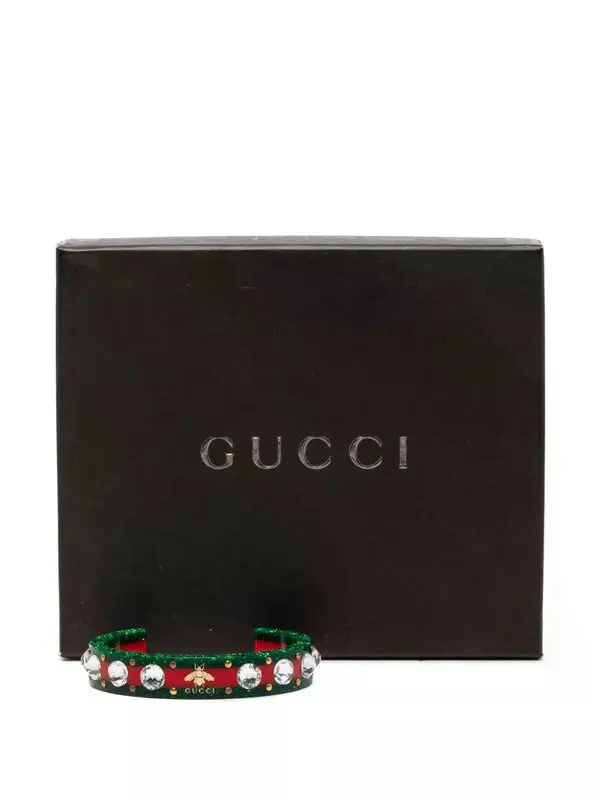 Gucci Resin And Strass Web Bee Cuff Bracelet