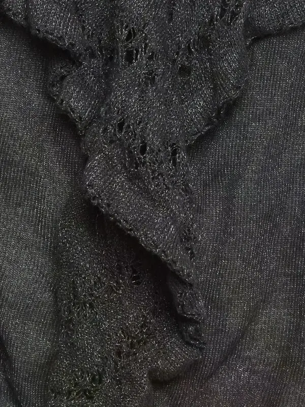 Roberto Cavalli Ruffle-trim Metallic-knit Cardigan