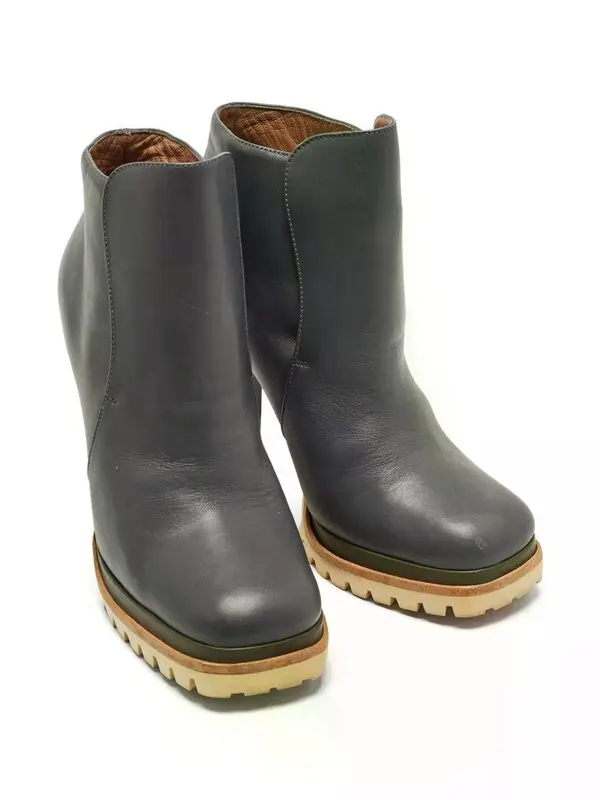 Marni Smooth Grain Square Toe Platform Ankle Boots