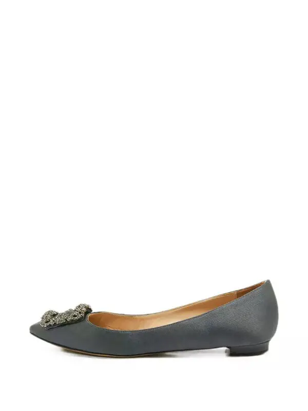 Manolo Blahnik Hangisi Buckle Ballet Flats - Grey