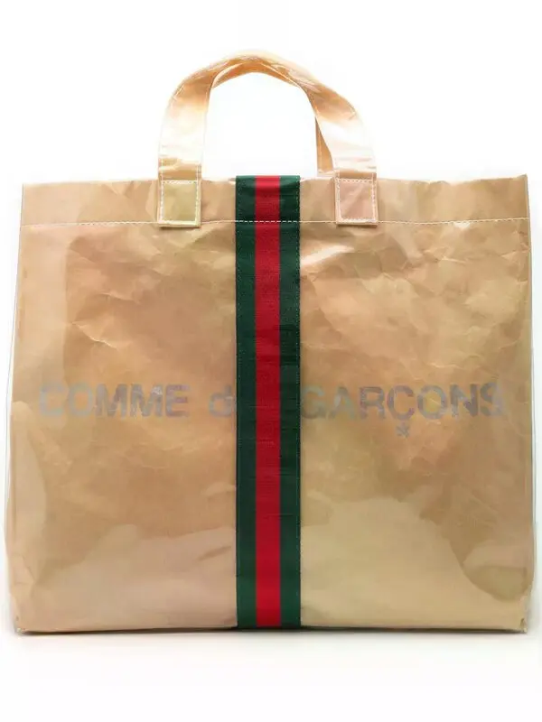 Gucci Pvc Web Shopper Tote Bag - Neutrals