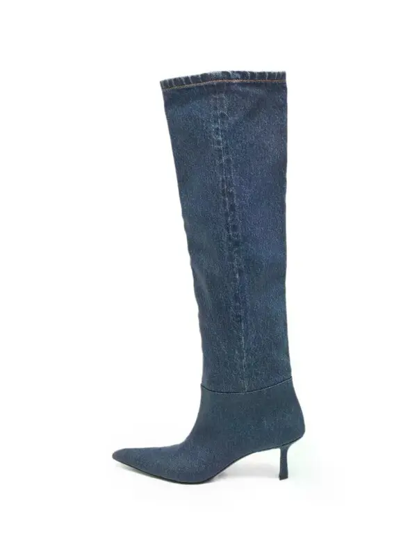 ALEXANDER WANG Slouch Knee-length Denim Heeled Boots