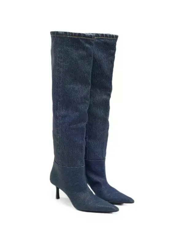 ALEXANDER WANG Slouch Knee-length Denim Heeled Boots