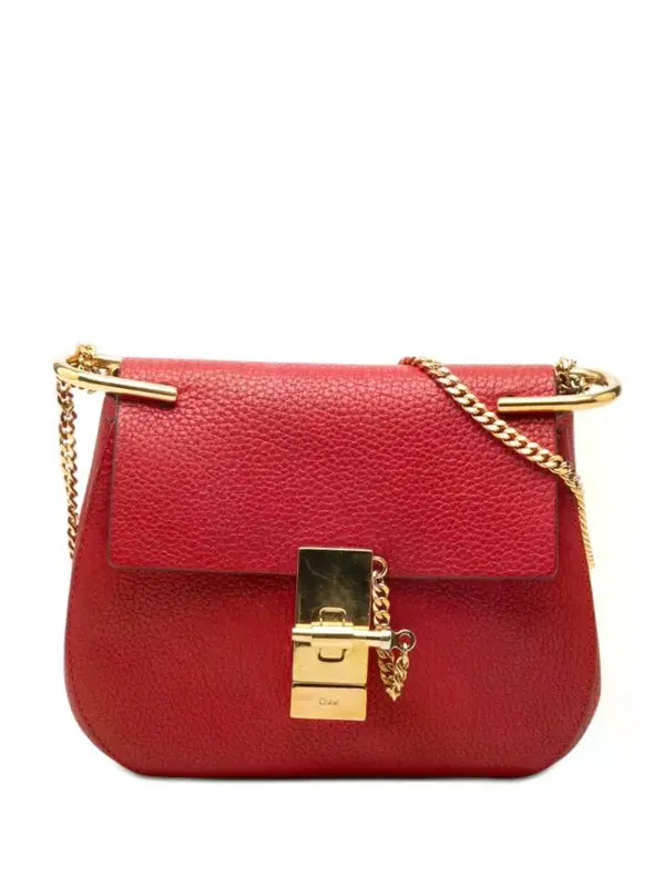 Chloé Drew Mini Leather Crossbody Bag - Red