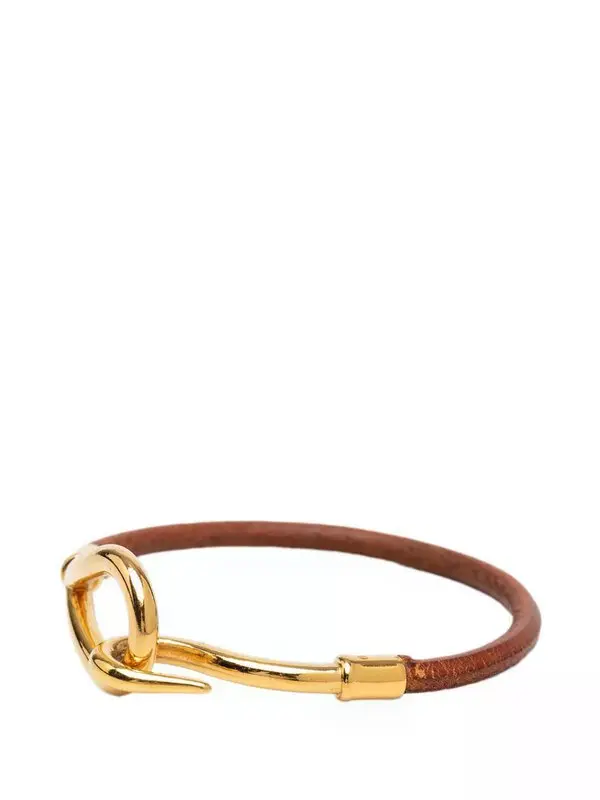 Hermès Jumbo Hook Bracelet In Gold-plated And Leather