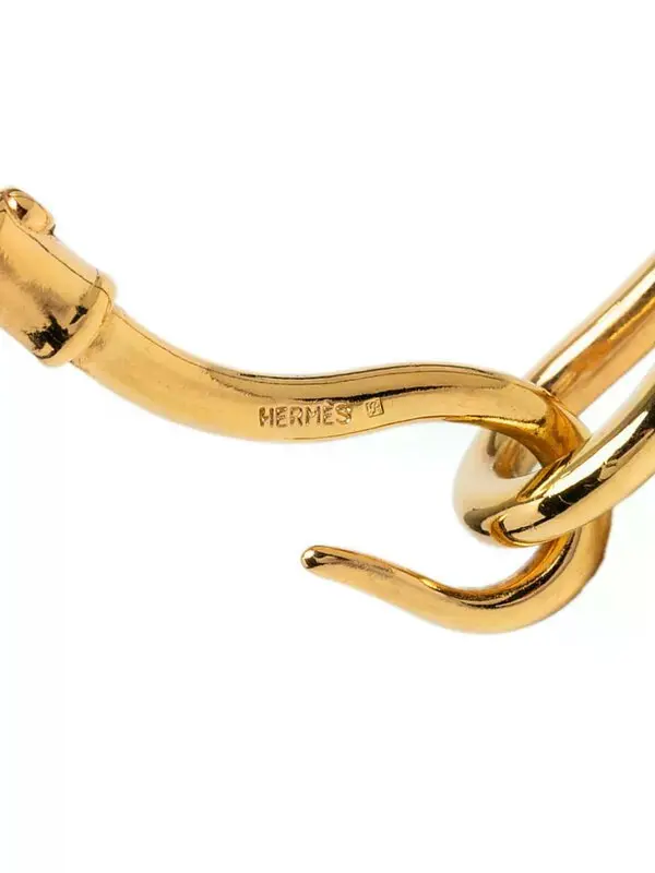 Hermès Jumbo Hook Bracelet In Gold-plated And Leather