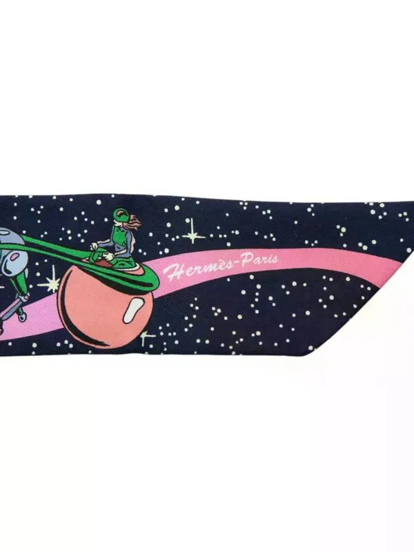 Hermès 20th Century Space Derby Silk Twilly Scarf Scarves
