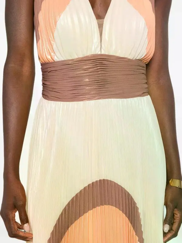 MAESTRI Pleated Halterneck Maxi Dress
