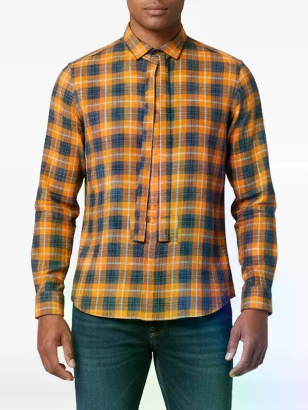 Gucci Checkered Neck-tie Shirt - Orange