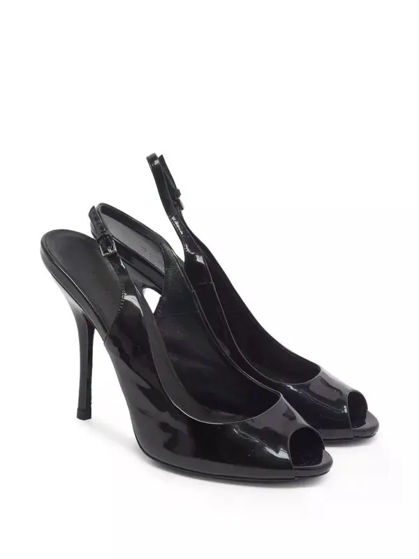 Gucci Peep-toe Slingback Leather Pumps
