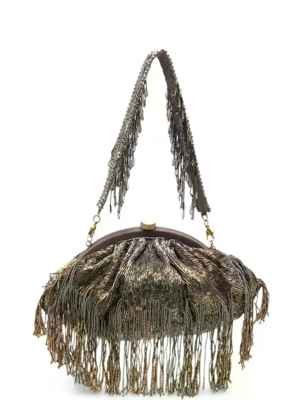 SLO_HAND_MADE Firante Fringe Detail Clutch Bag - Gold