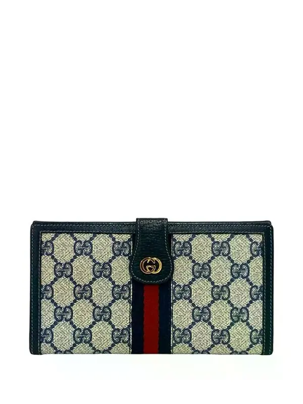 Gucci 2000-2015 Gg Supreme Web Ophidia Bifold Wallet Long Wallets - Blue
