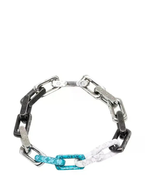 LOUIS VUITTON Monogram Stainless Steel Chain Bracelet - Silver