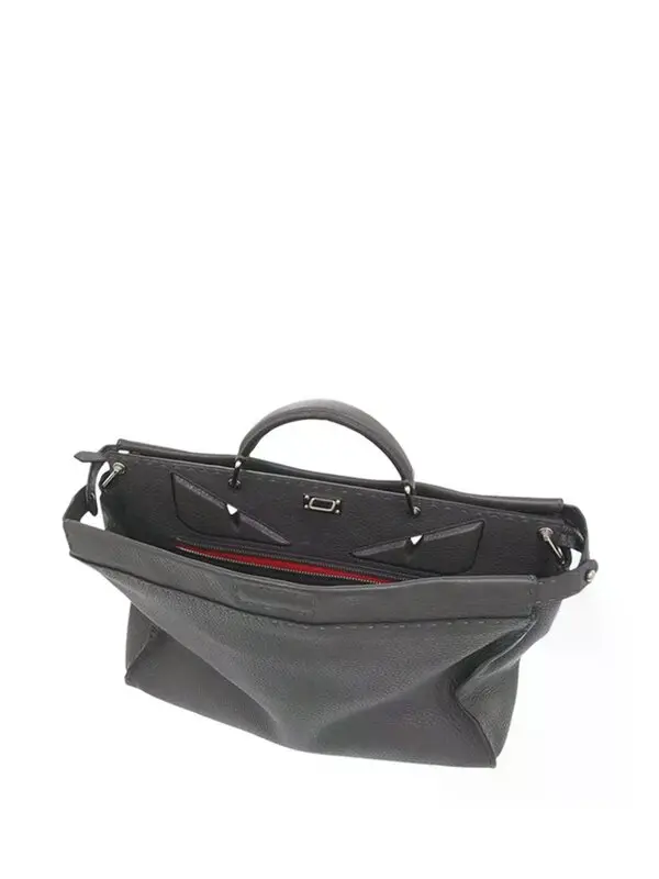 Fendi Selleria Leather Monster Eyes Peekaboo Iconic Essential Satchel - Grey