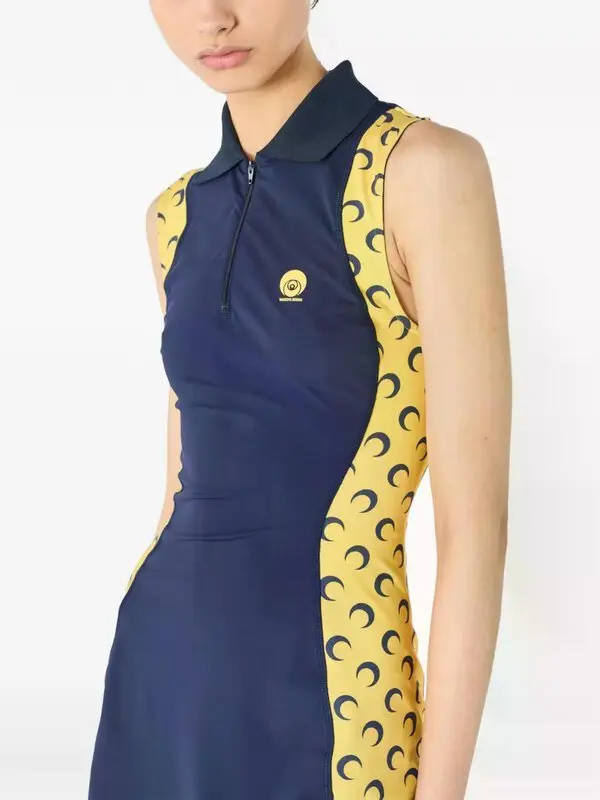 MARINE SERRE Moon Print Sleeveless Mini Dress - Blue