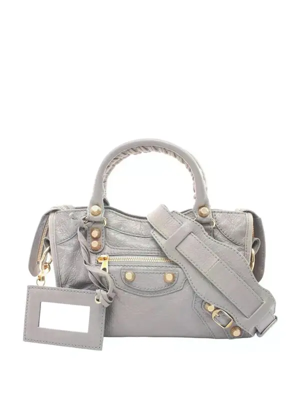 Balenciaga Mini Lambskin Motocross Giant 21 City Satchel - Grey