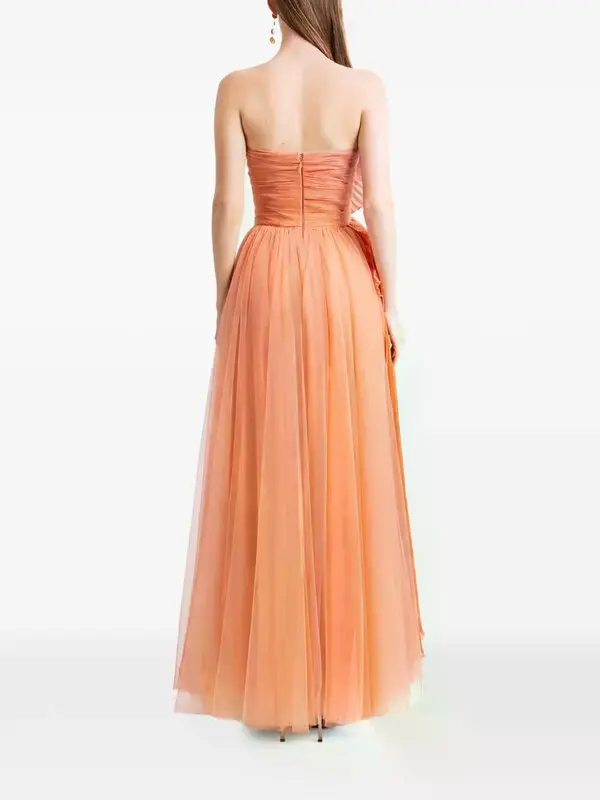 GEMY MAALOUF Flower Appliqué Strapless Sweetheart Neck Dress