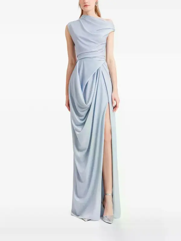 GEMY MAALOUF Asymmetrical Draped Gown With Side Slit