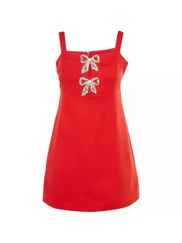 SELF-PORTRAIT Crepe Mini Dress With Embellished Bow