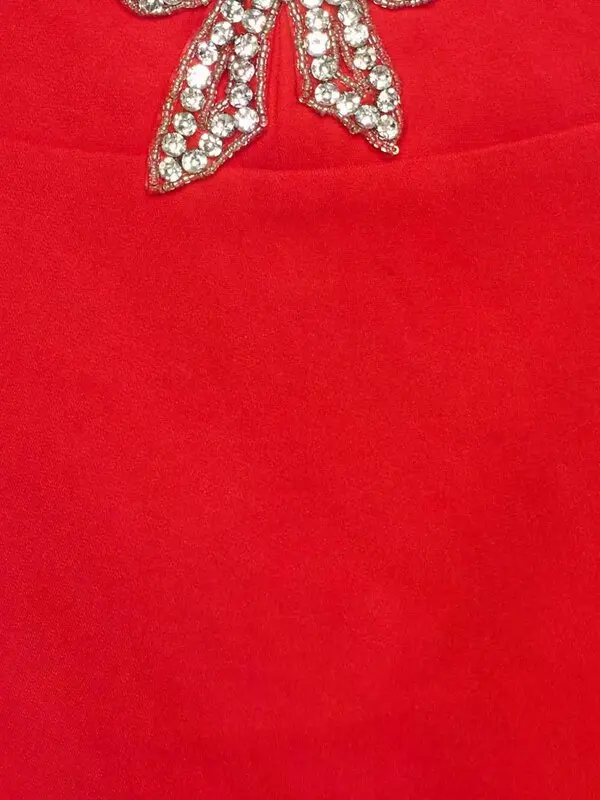 SELF-PORTRAIT Crepe Mini Dress With Embellished Bow