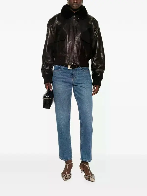 Victoria Beckham Contrast-collar Leather Jacket