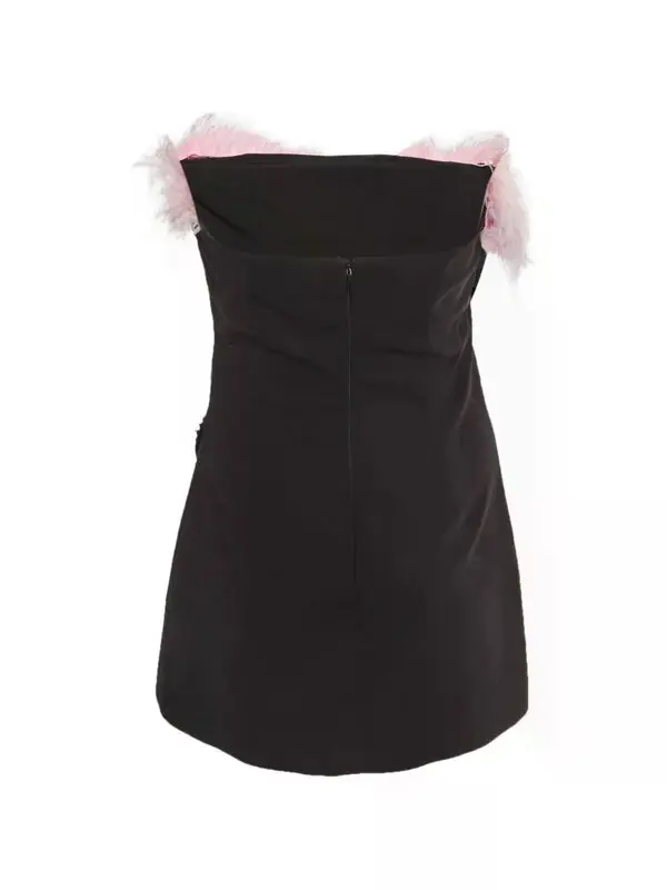 SELF-PORTRAIT Feather-trim Crystal-embellished Strapless Dress