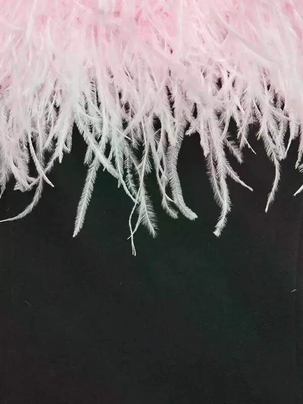 SELF-PORTRAIT Feather-trim Crystal-embellished Strapless Dress