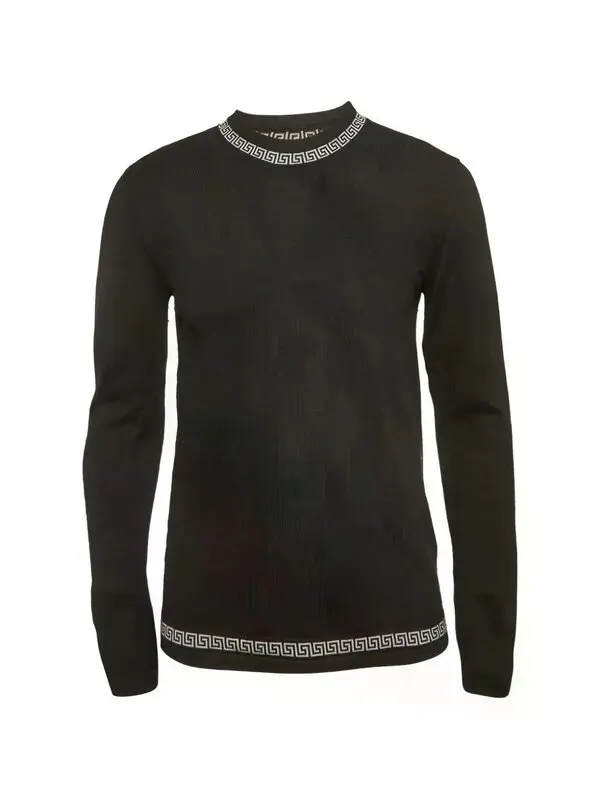 Versace Greca Key-motif Long-sleeved T-shirt - Black