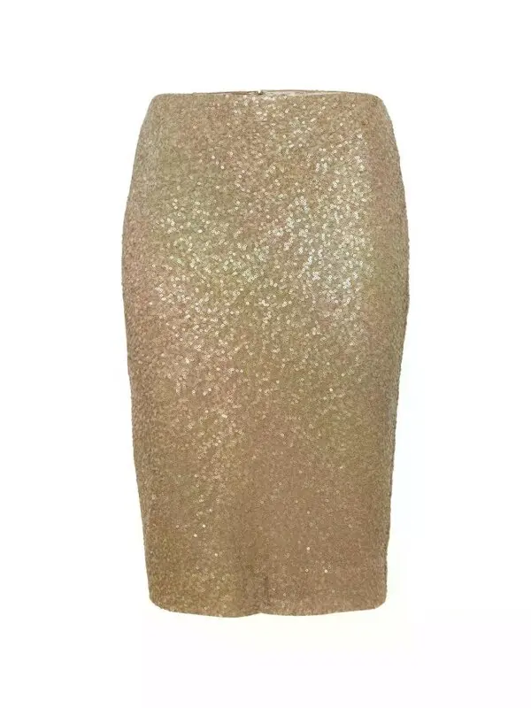 Ralph Lauren Sequined Pencil Midi Skirt - Gold
