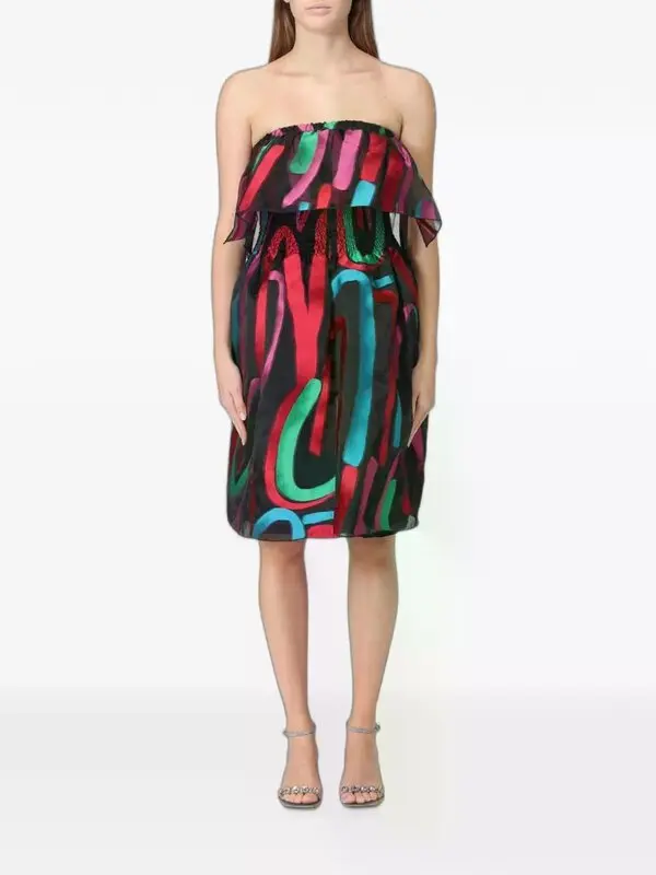 Emporio Armani Abstract Pattern Bustier Mini Dress