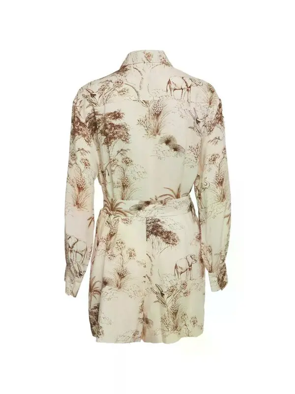 Sandro Safari-print Belted Jumpsuit - Neutrals