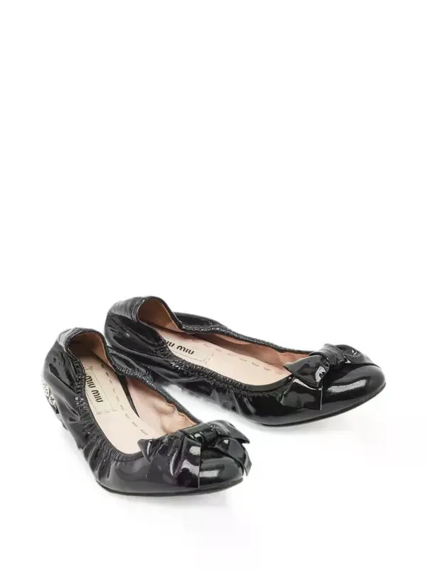 Miu Miu Crystal-embellished Bow Detail Ballet Flats