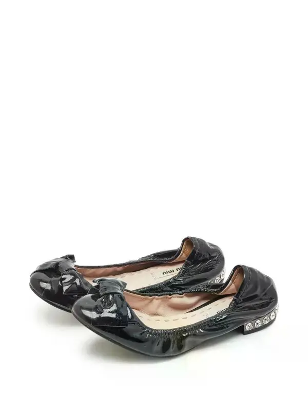Miu Miu Crystal Embellished Bow Detail Ballet Flats