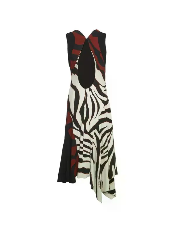 Roberto Cavalli Zebra Print Asymmetrical Dress - Black