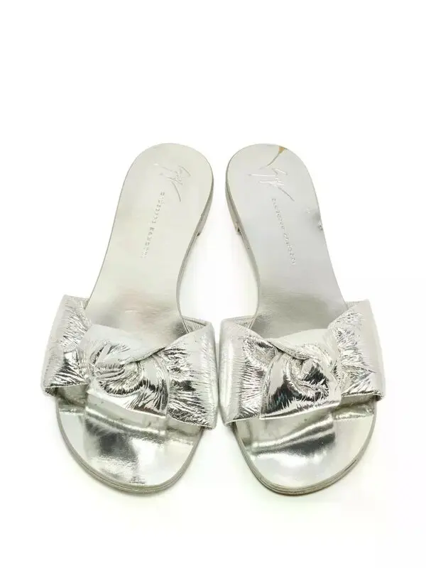 GIUSEPPE ZANOTTI Metallic Knot Detail Flat Sandals