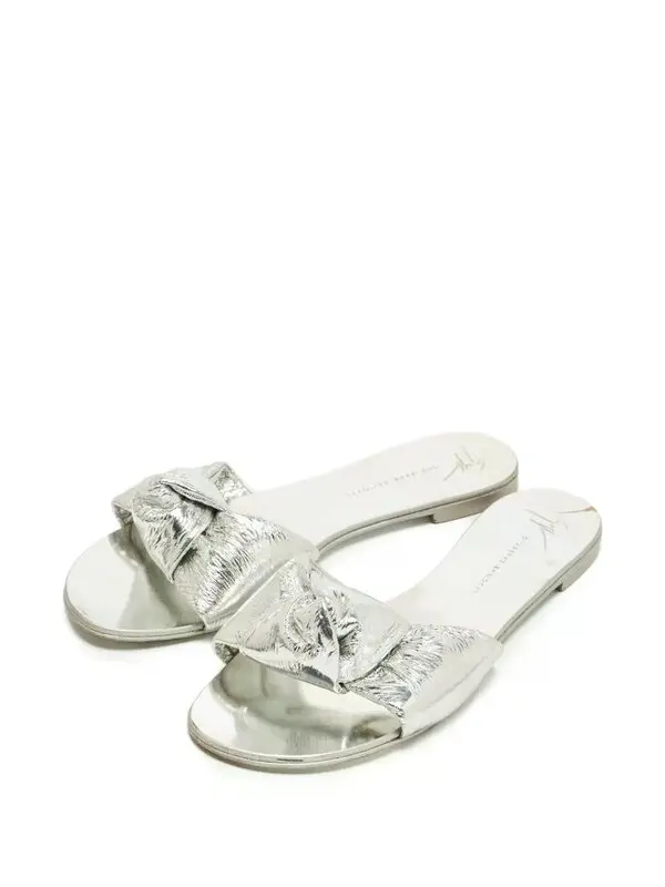 GIUSEPPE ZANOTTI Metallic Knot Detail Flat Sandals