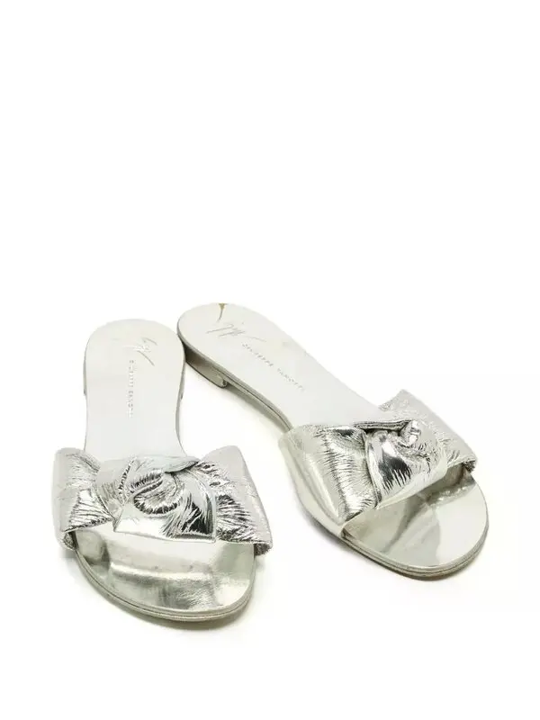 GIUSEPPE ZANOTTI Metallic Knot Detail Flat Sandals