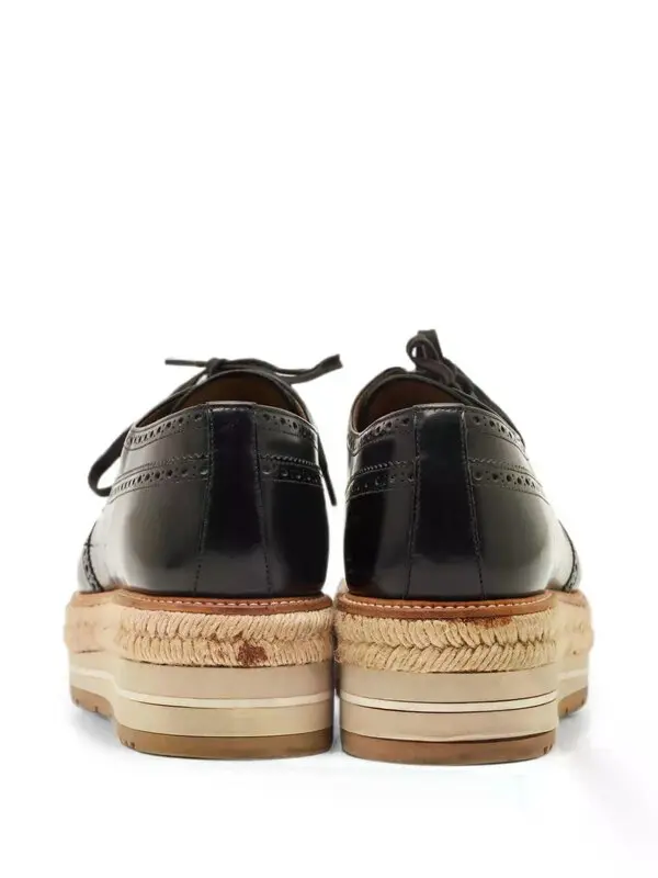 Prada Leather Perforated Espadrille Brogue Derby Shoes