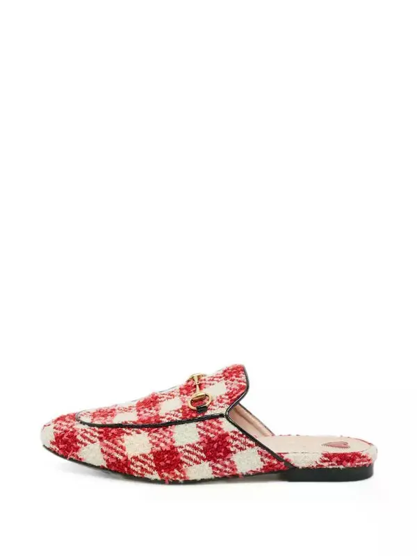Gucci Princetown Horsebit Mules In Tweed - Red