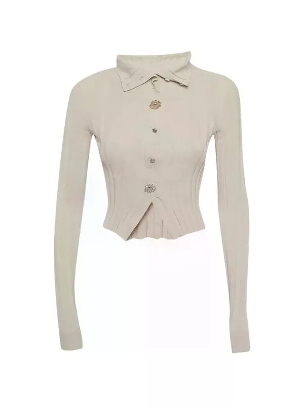 Jacquemus Le Cardigan Bando Rib-knit Cardigan - Neutrals