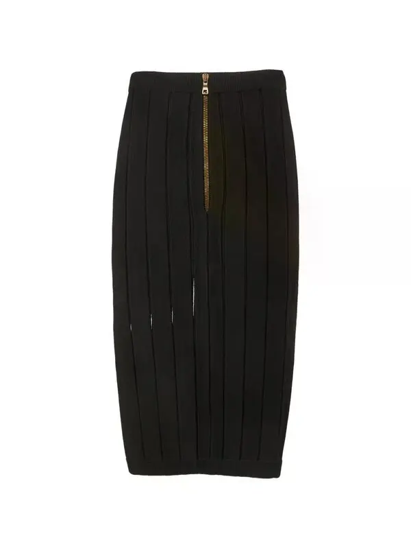 Balmain Sheer-panel Bodycon Midi Skirt