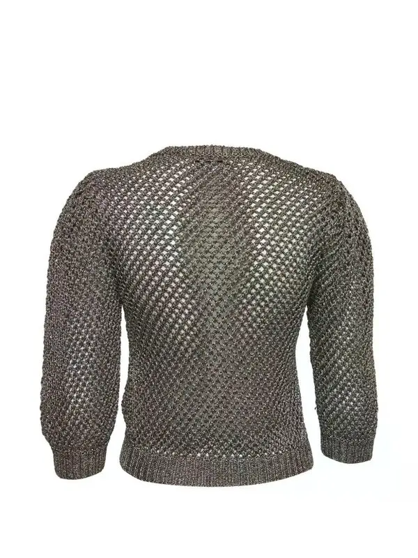 Valentino Garavani Metallic Crochet Knit Sweater