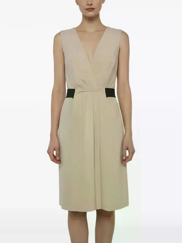 Moschino Pleated V-neck Mini Dress