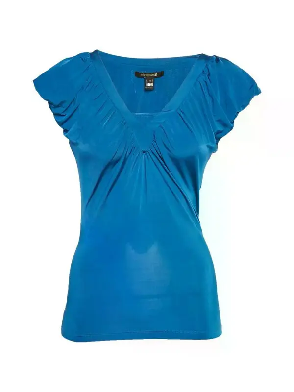 Roberto Cavalli Ruched V-neck Top