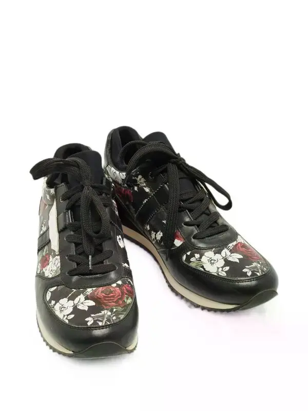 Dolce & Gabbana Floral-print Leather Lace-up Sneakers