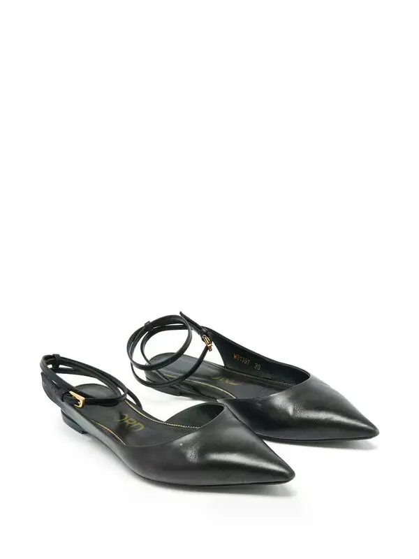 TOM FORD Leather Ankle Strap Flat Pumps