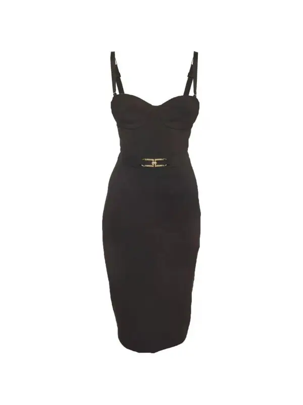 Elisabetta Franchi Crepe Bustier Midi Dress - Black