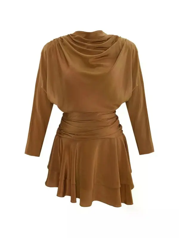 OCCLEUS Janis Draped Mini Dress - Brown