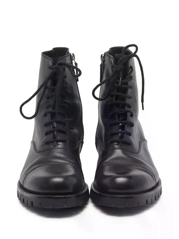 Gucci Leather Lace-up Combat Boots